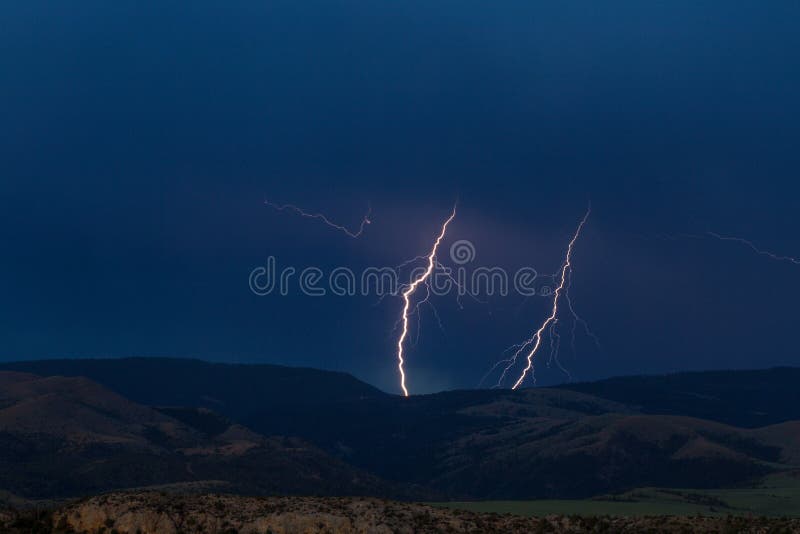 Lightning Lights Up a Montana Evening Stock Image - Image of ...