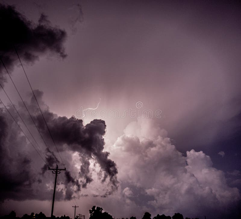 Lightning Lights Up the Night Sky, Oklahoma Stock Image - Image of ...