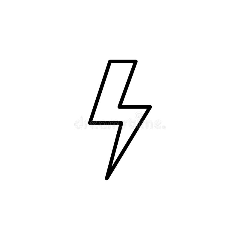 Lightning Line Perfect Black Icon on White Background Stock ...
