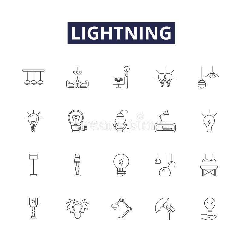 Lightning Line Vector Icons and Signs. Bolt, Flash, Flicker, Strike ...