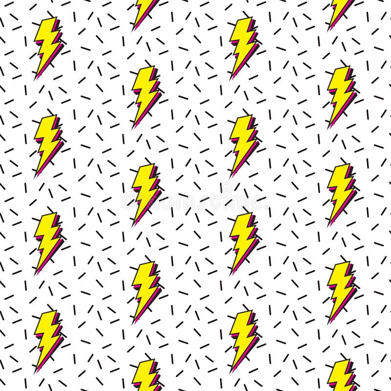 LIGHTNING MEMPHIS SEAMLESS VECTOR PATTERN. FLASH GEOMTERIC TEXTURE ...