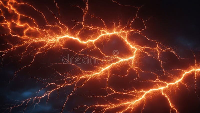 Lightning Mesmerizing Image of Orange Lightning Bolts that Light Up the ...