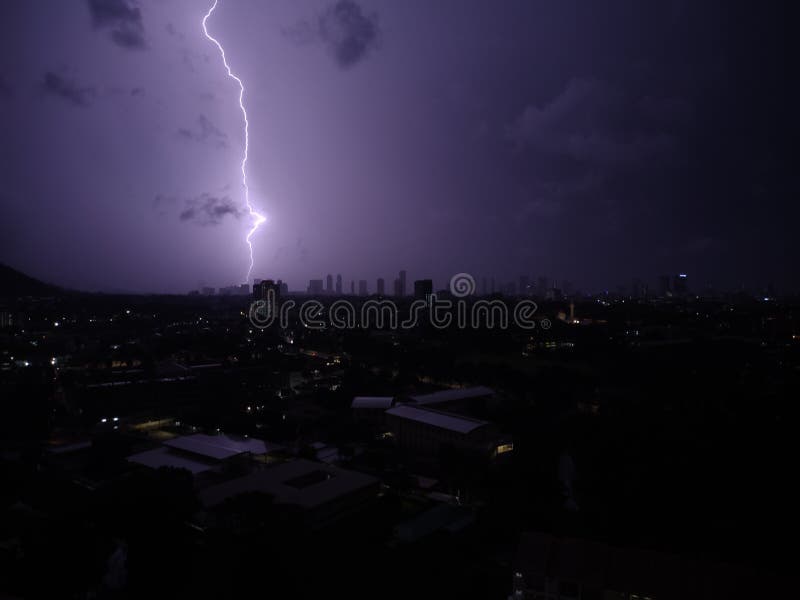 Lightning in the Middle of the Night Stock Photo - Image of night ...