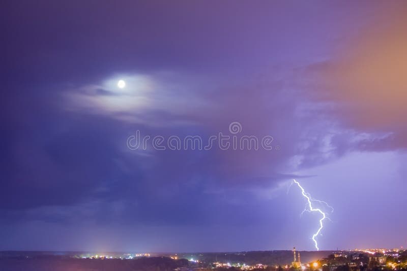 Lightning and moon couple stock image. Image of chain - 66101949