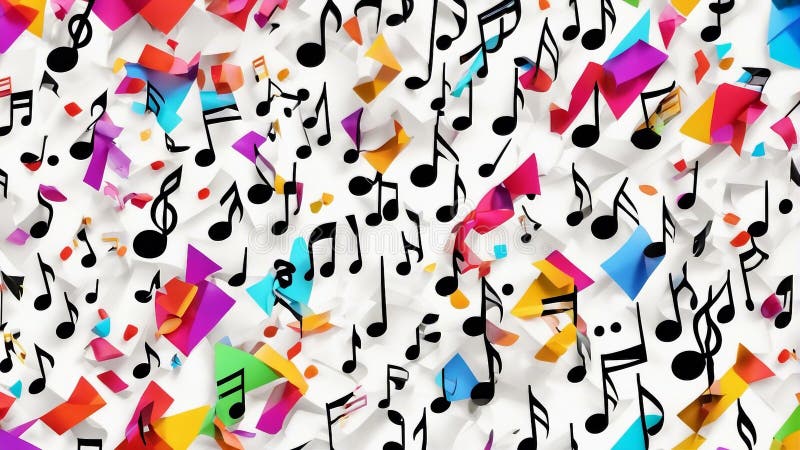 Lightning a Musical Collage of Colorful Notes and Symbols on a White ...