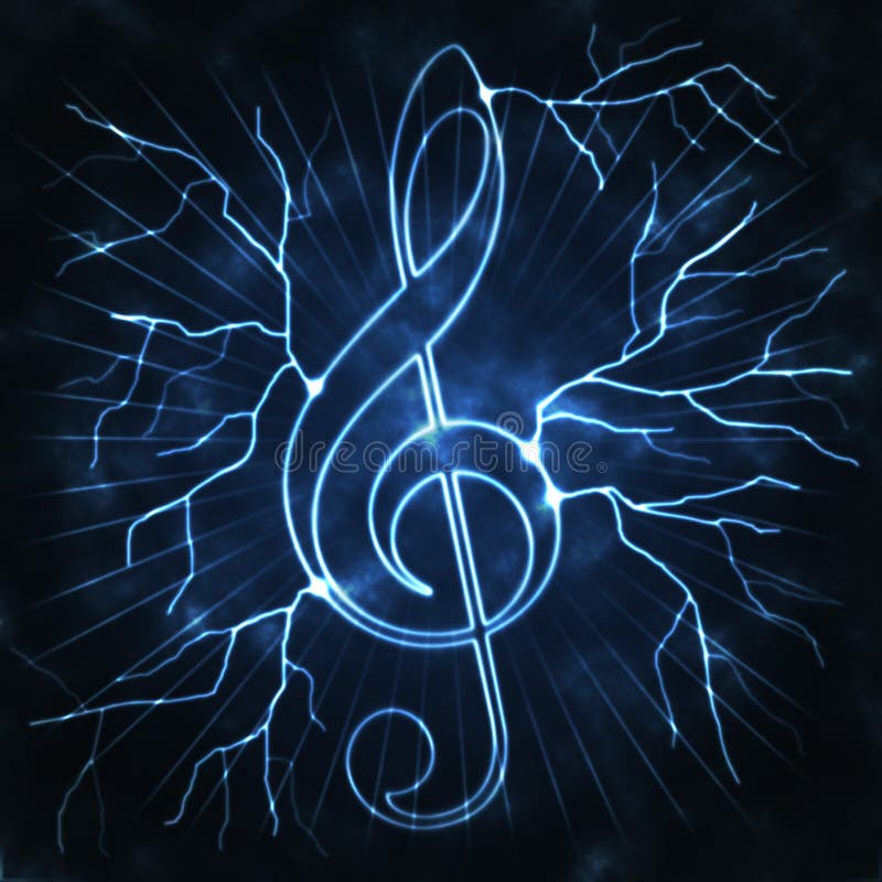 Lightning and musical sign stock illustration. Illustration of play ...