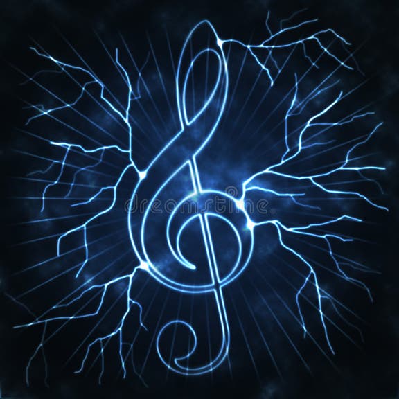 Lightning and musical sign stock illustration. Illustration of play ...