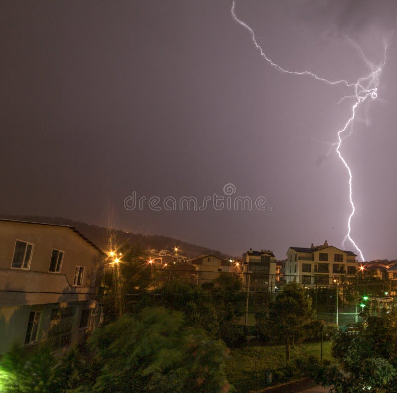 Lightning from my window stock photo. Image of night - 186602942