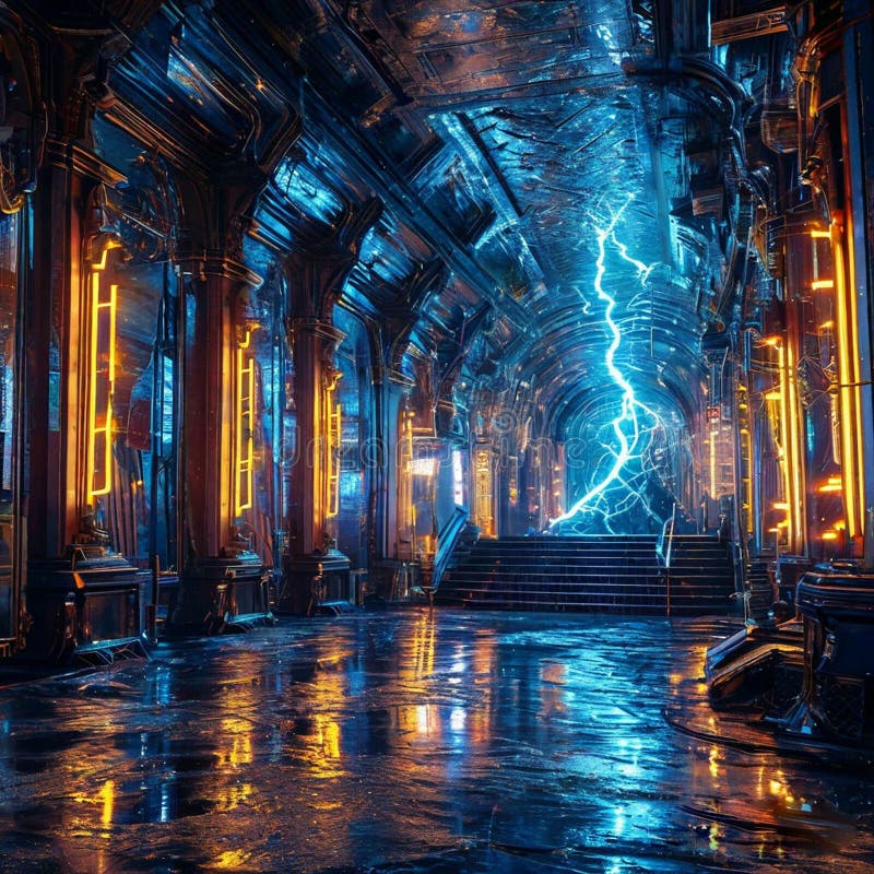 Lightning in the Mystical Hall Stock Photo - Image of landmark ...