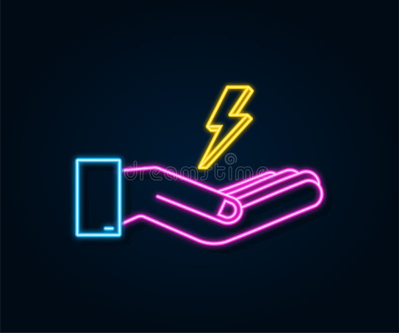 Lightning Neon Bolt in Hands. Thunder Bolt, Lighting Strike Expertise ...