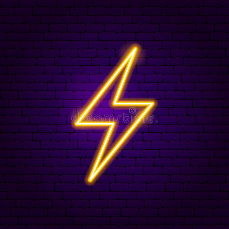 Neon Lightning Bolt Glowing Electric Flash Sign Thunderbolt