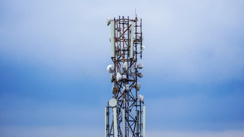 Network tower in the sky stock photo. Image of global - 260657376