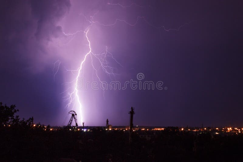 Lightning at night stock image. Image of lights, dark - 70550999