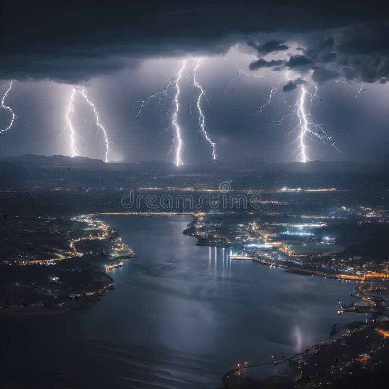 Lightning in the night stock illustration. Illustration of thunder ...