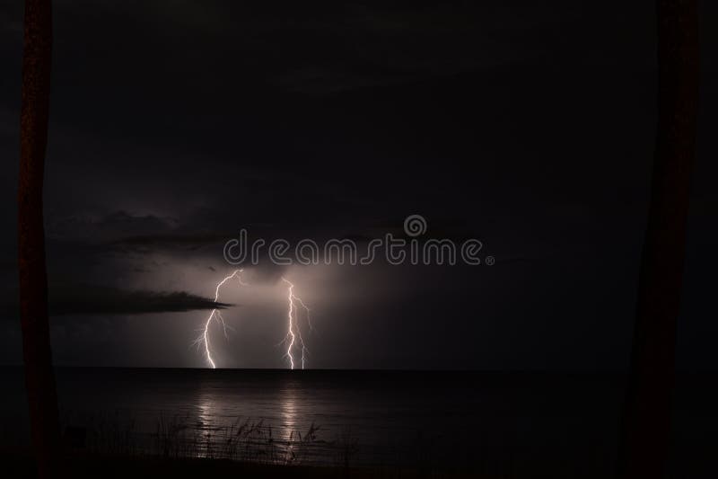 Lightning at night stock photo. Image of lightning, night - 95701998