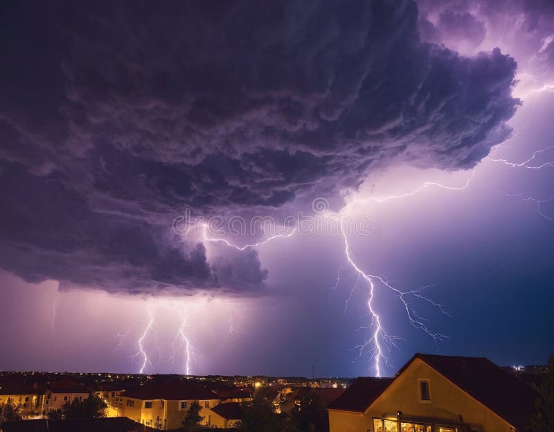Lightning at Night in the Sky Stock Image - Image of danger, weather ...