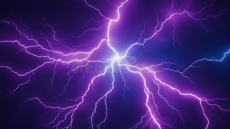 Lightning in the Night Sky a Blue and Purple Abstract Art with a ...