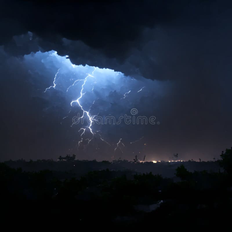 Lightning in the Night Sky. Thunderstorm in the Night Sky Stock ...