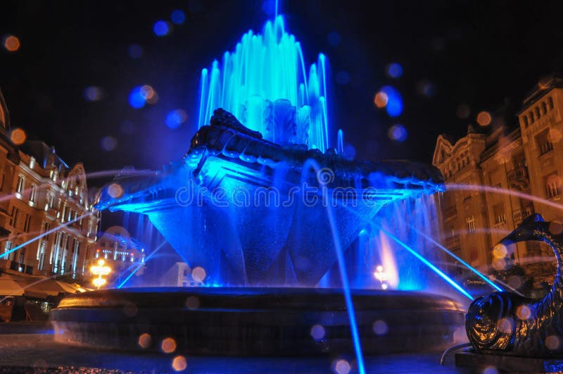Lightning Night Timisoara Fountain Editorial Photo - Image of meeting ...