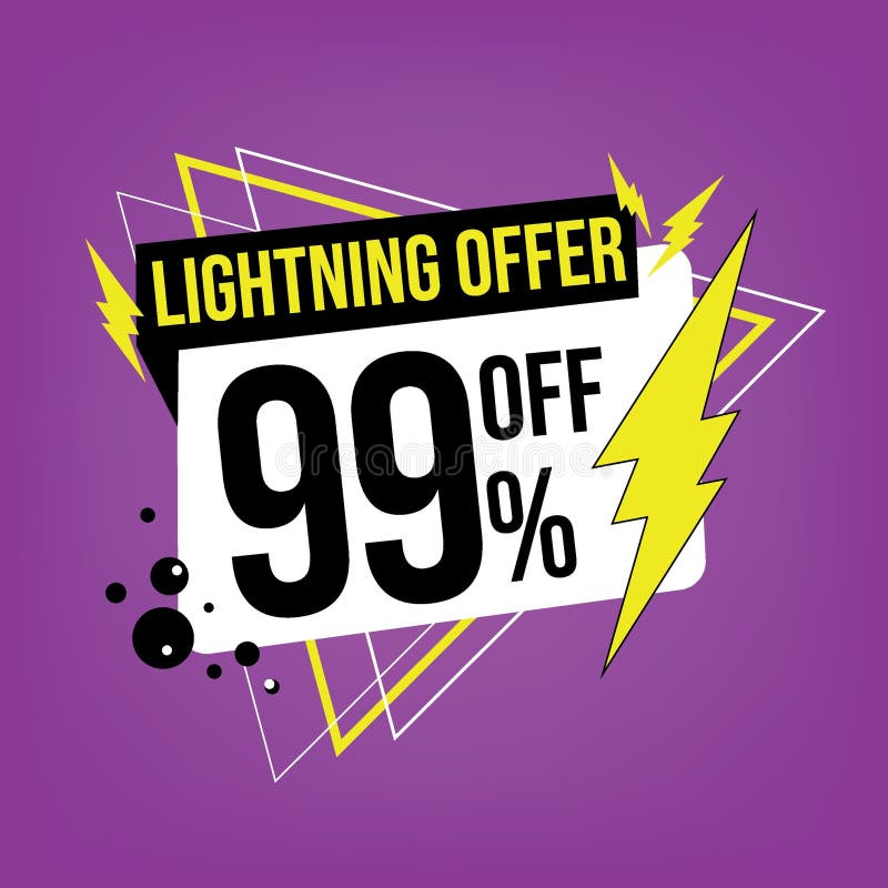 Lightning offer, 99 off stock illustration. Illustration of marketing ...