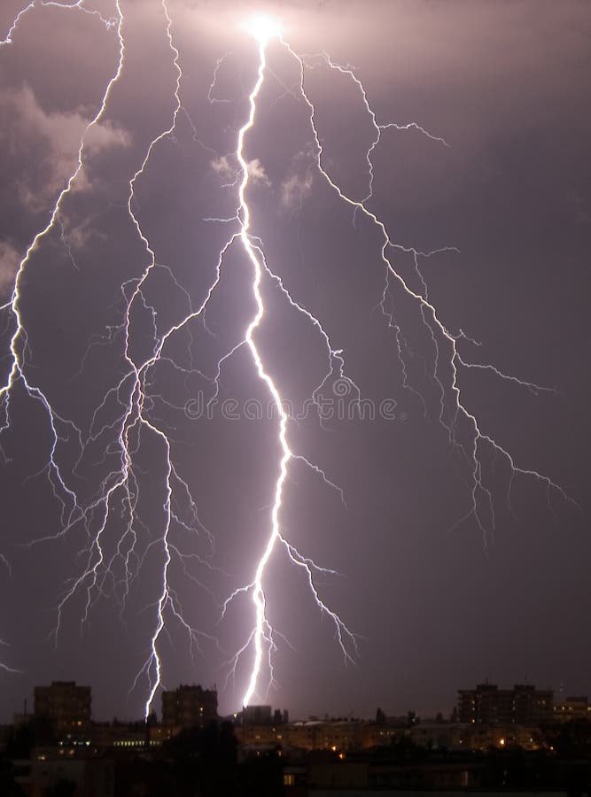 Lightning over the city stock photo. Image of dark, dangerous - 1106102