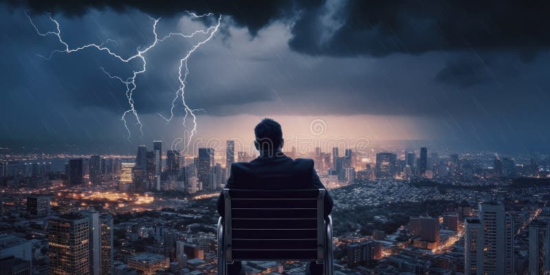 Lightning Over the City Lightning in the City Stock Illustration ...