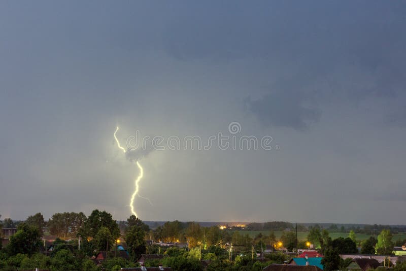 This Lightning Over the City Stock Photo - Image of light, weather ...
