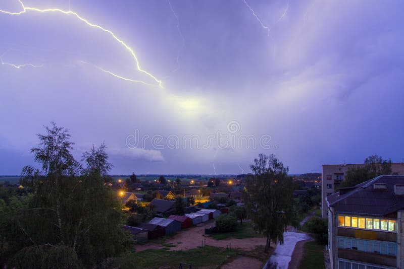 This Lightning Over the City Stock Photo - Image of thunder, energy ...
