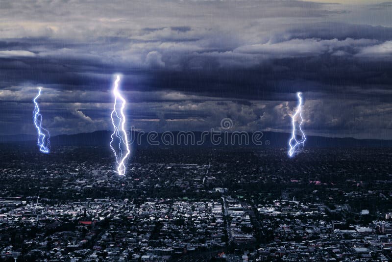 Lightning over city stock image. Image of lightning, victoria - 32926723