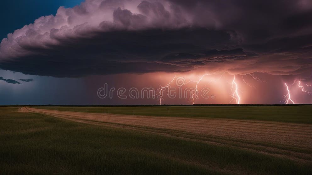 Lightning Over the Field Thunderstorm Lightning Bolt Dark Dramatic ...