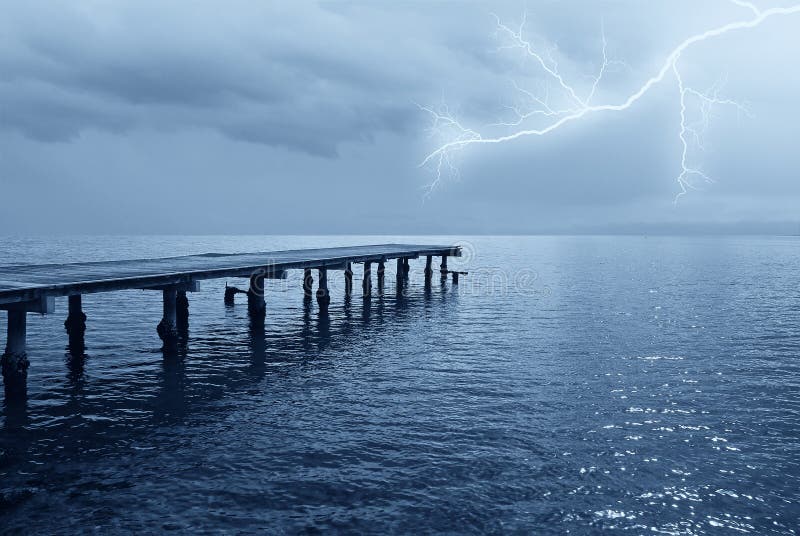 Lightning over the ocean stock photo. Image of electricity - 22214082