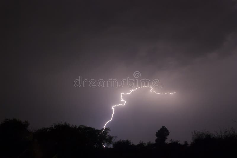 Lightning Over Trees and Forest Stock Image - Image of ominous, weather ...