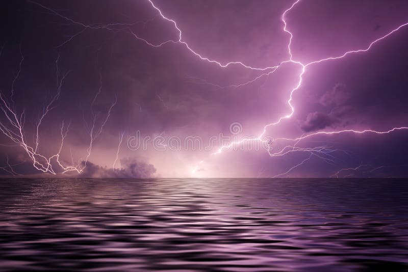Lightning over water stock image. Image of storm, water - 10852937