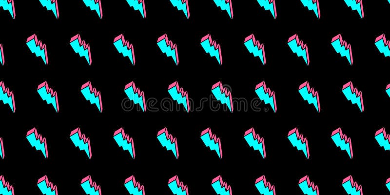 Lightning Pattern on Backdrop. Cartoon Thunderbolt 80s-90s in Comic ...