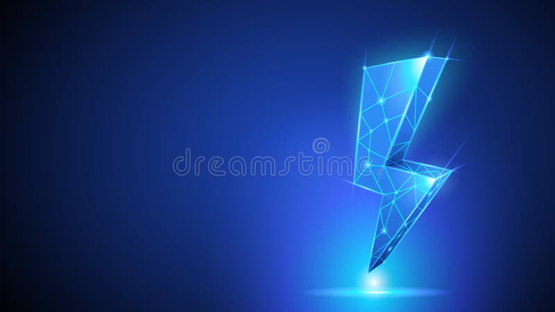 Lightning - Polygonal Neon Symbol. Low Poly, Repeat, Help Support ...