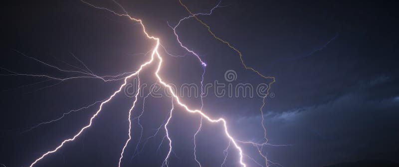 Lightning Rays Electrical Energy Charge Thunder in Dark Night Sky Stock ...