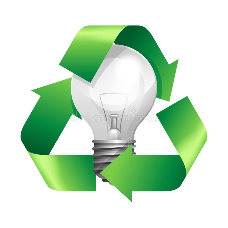 Lightning Recycling - Lightbulb with Recycle Sign Stock Vector ...