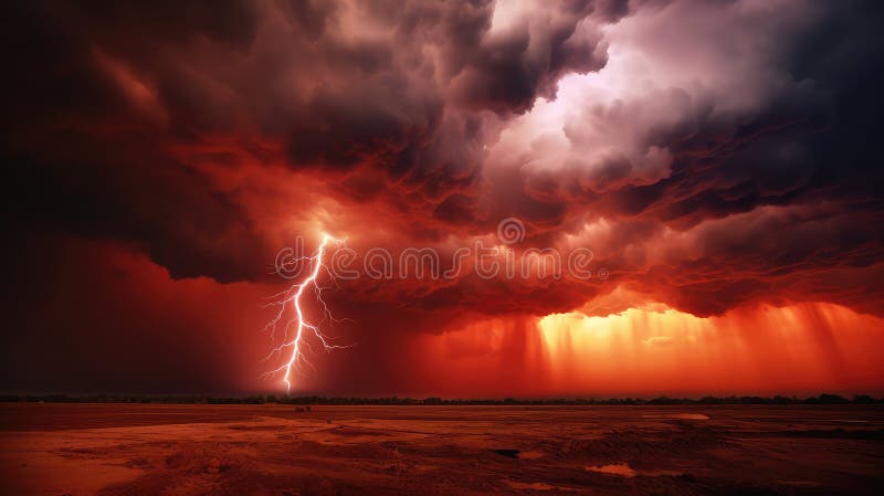 Lightning red thunder stock illustration. Illustration of phenomenon ...