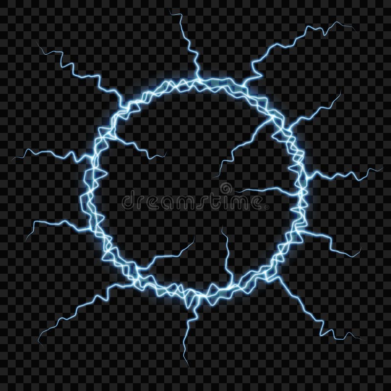 Lightning Ring with Electrical Discharge and Glow Effect. Round Frame ...