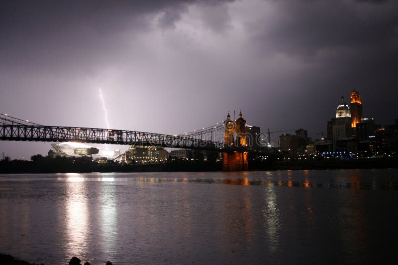 Lightning on the River editorial stock photo. Image of storm - 82149953