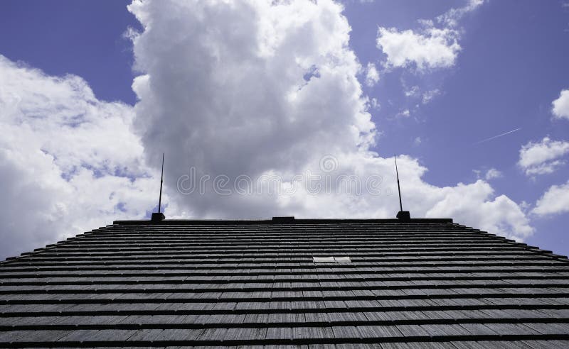 Lightning Rod on the Roof of a House. Stock Photo - Image of cloud ...