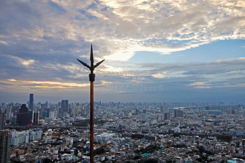 Lightning Rod on Rooftop. House Roof Lightning Protection Systems with ...