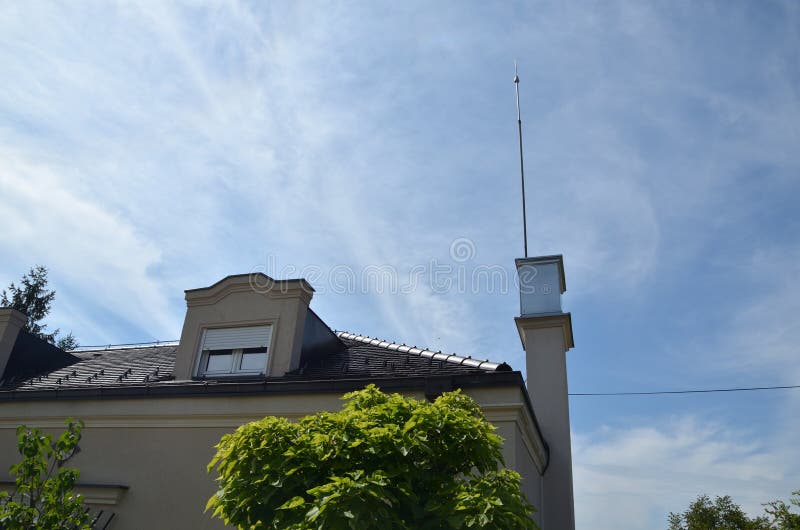 Lightning Rod on Top of a Building Stock Image - Image of electricity ...