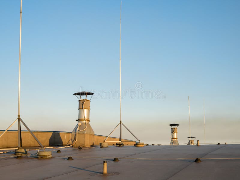 Lightning Rod and Ventilation System on the Roof Stock Image - Image of ...