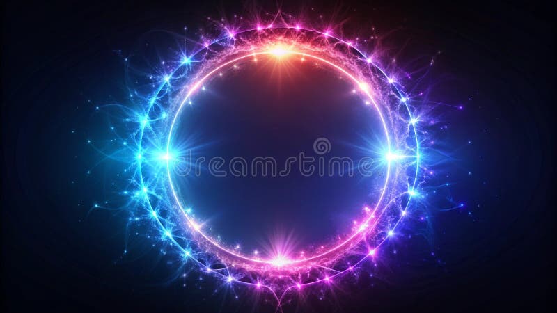 Lightning Round Frame on the Dark Background Plasma Magical Portal Ball ...
