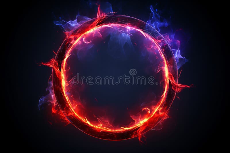 Lightning Round Frame. a Glowing Circle of Light in a Dark Background ...