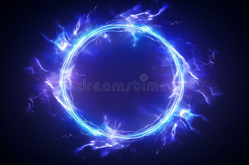 Lightning Round Frame. a Glowing Circle of Light in a Dark Background ...