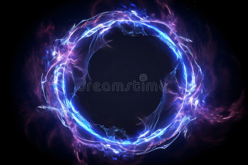 Lightning Round Frame. a Glowing Circle of Light in a Dark Background ...