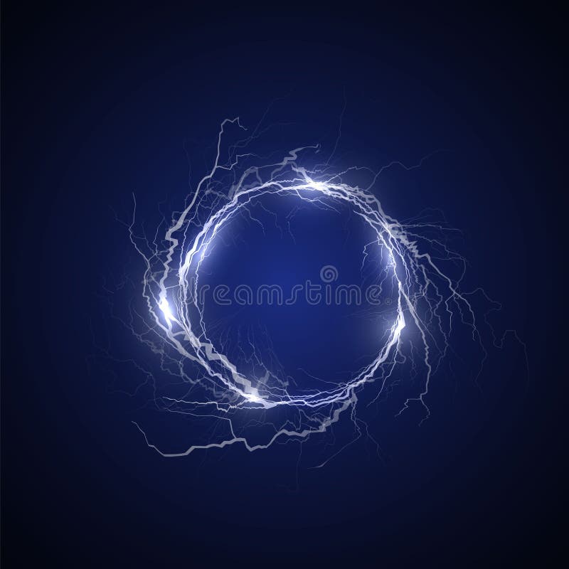 Lightning Round Frame, Vector Glowing Magic Rays Portal, White Circle ...