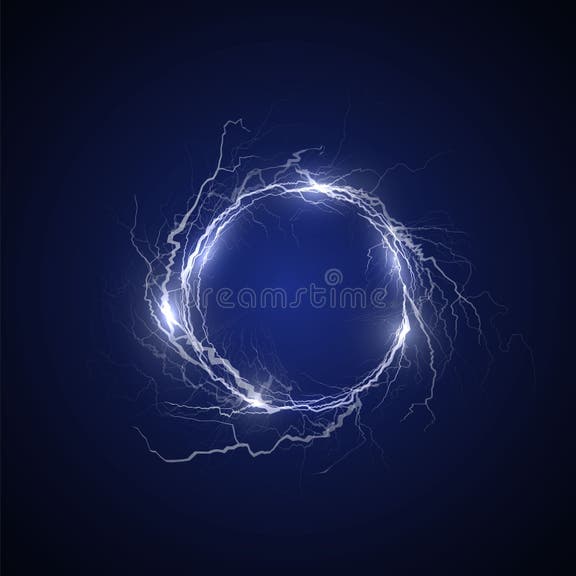 Lightning Round Frame, Vector Glowing Magic Rays Portal, White Circle ...
